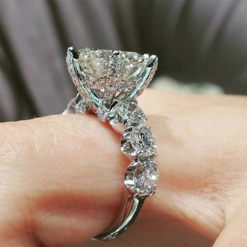 Handmade 5 Carat Round Cut Engagement Ring - SayaBling